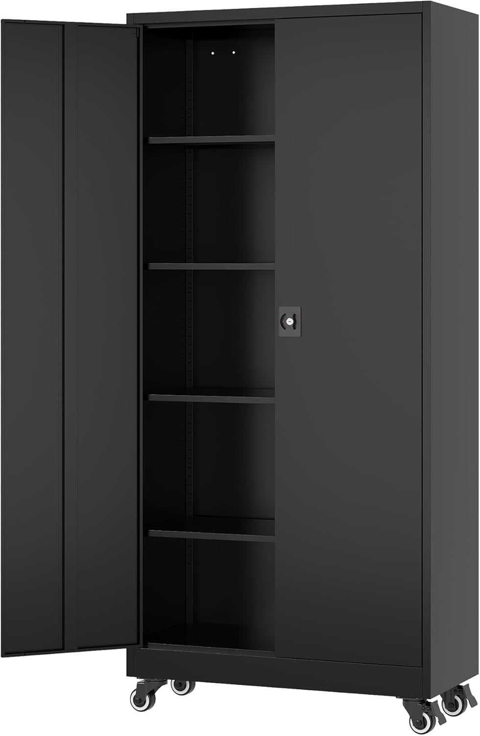 Metal Storage Cabinet-73” Tall Steel File Cabinets with Wheels Lockable ...