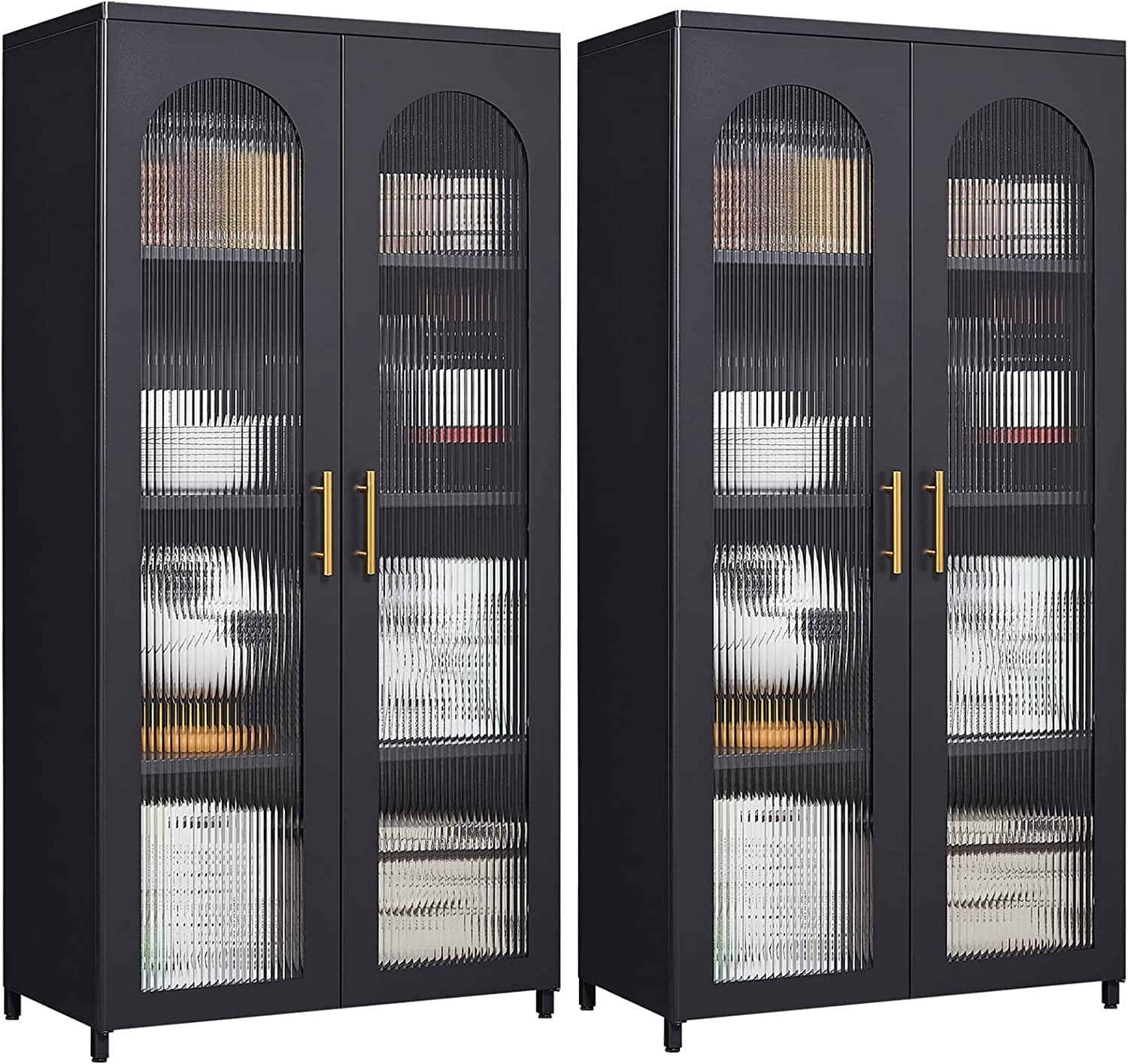 Metal Storage Cabinet,Accent Cabinet with Glass Doors,Storage Cabinet ...