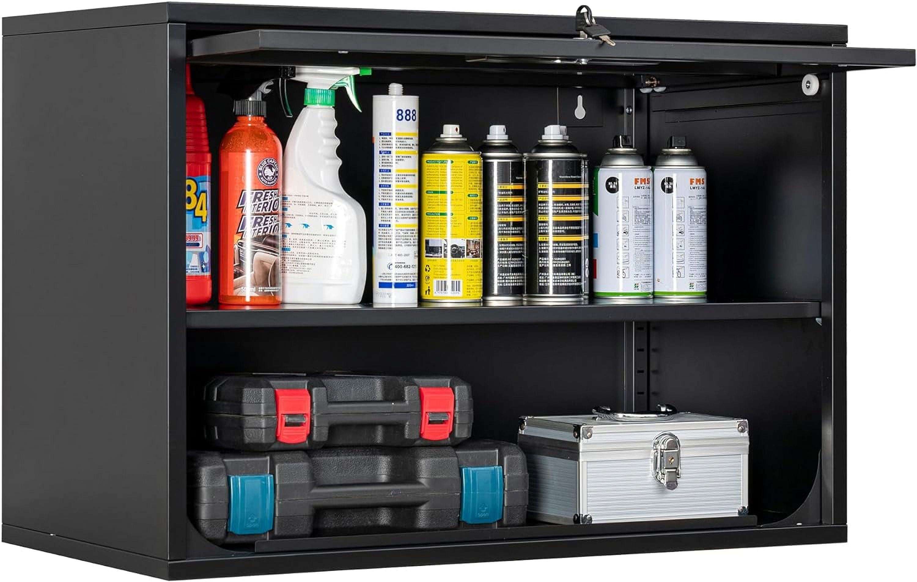 Metal Storage Cabinet Black Wall Cabinets with Shelf and Locking Door ...