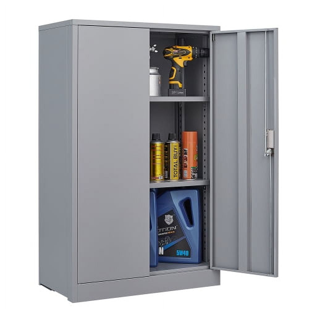 Metal Storage Cabinet with Doors and 3 Shelves, 42-Inch Large Space ...
