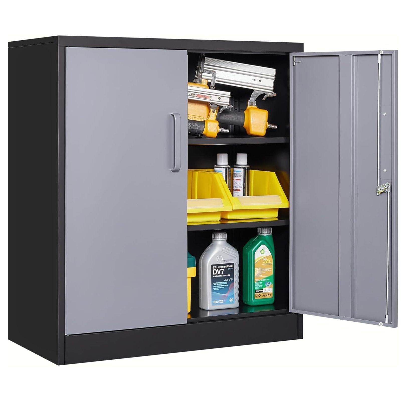 Metal Storage Cabinet with Doors and Shelves,Garage Storage Cabinet ...