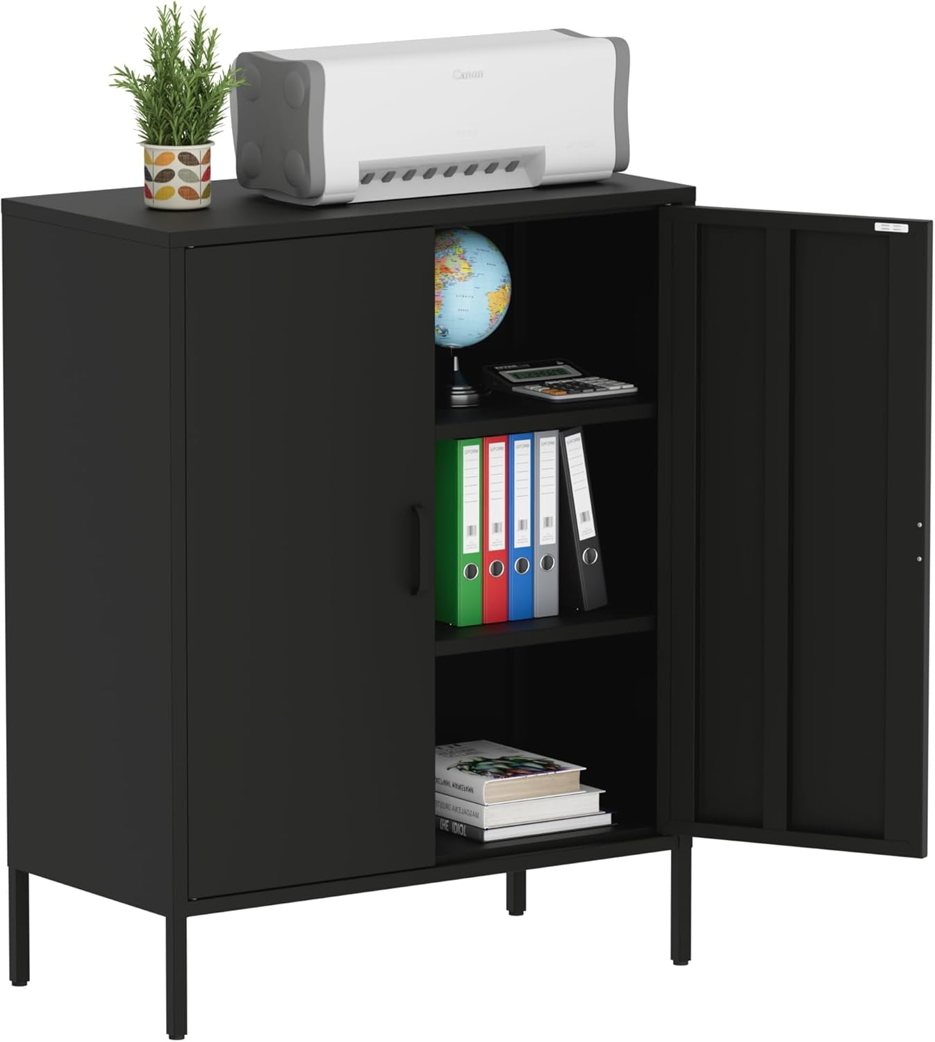 Metal Storage Cabinet with Doors and Shelves,Multipurpose Storage Rack ...
