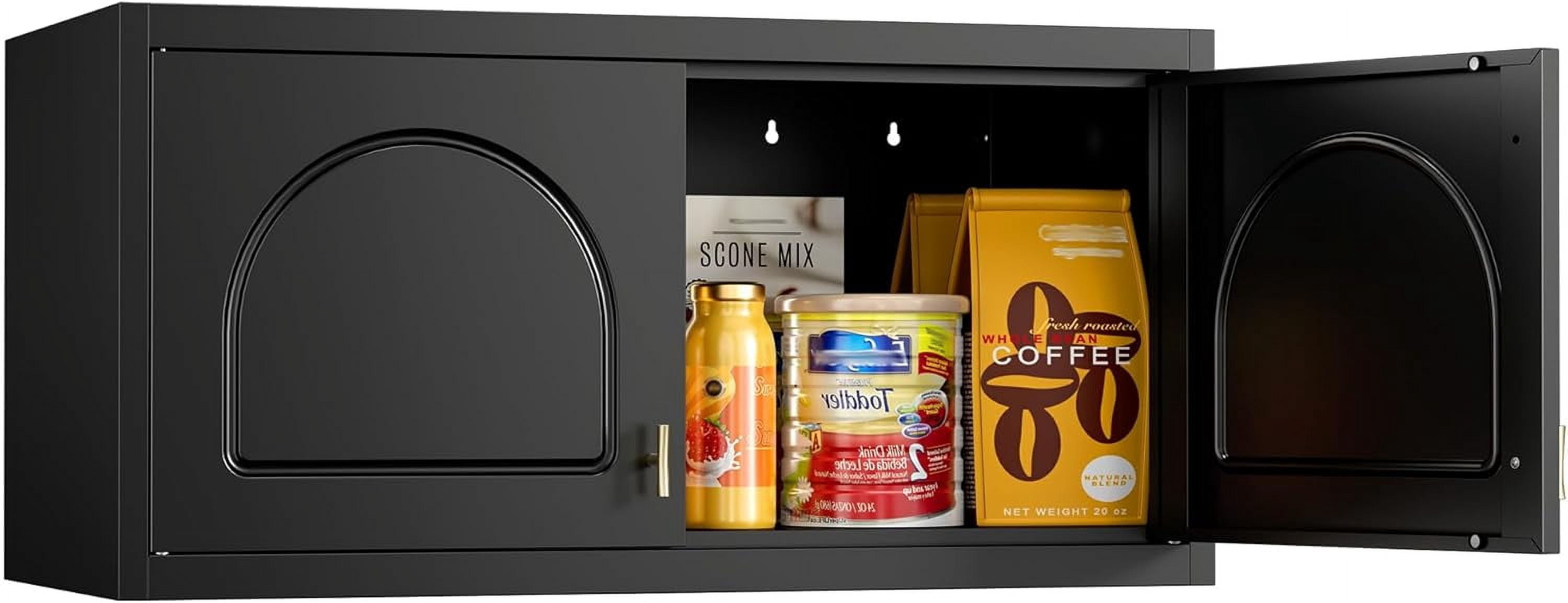 Metal Storage Cabinet with Doors, Small Kitchen Storage Cabinets, Black ...