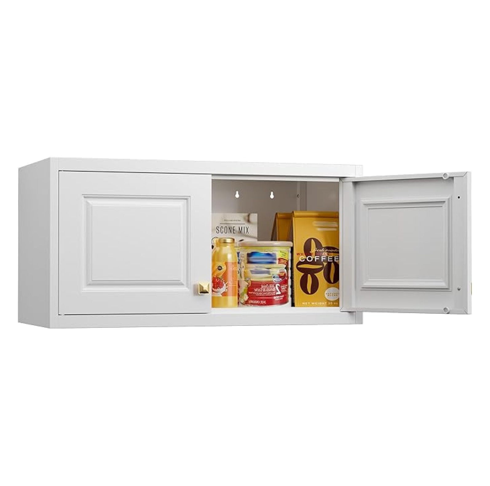 Metal Storage Cabinet with Doors, Small Kitchen Storage Cabinets, White ...