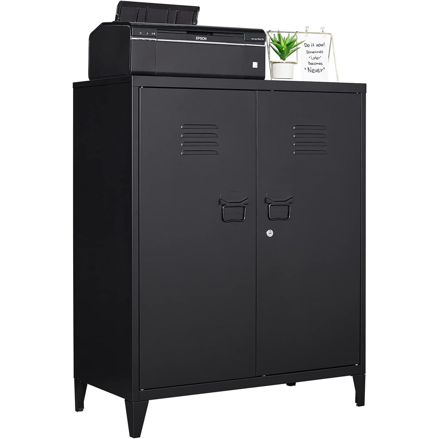 Metal Storage Cabinet,Home Office Cabinet with Doors and Adjustable ...