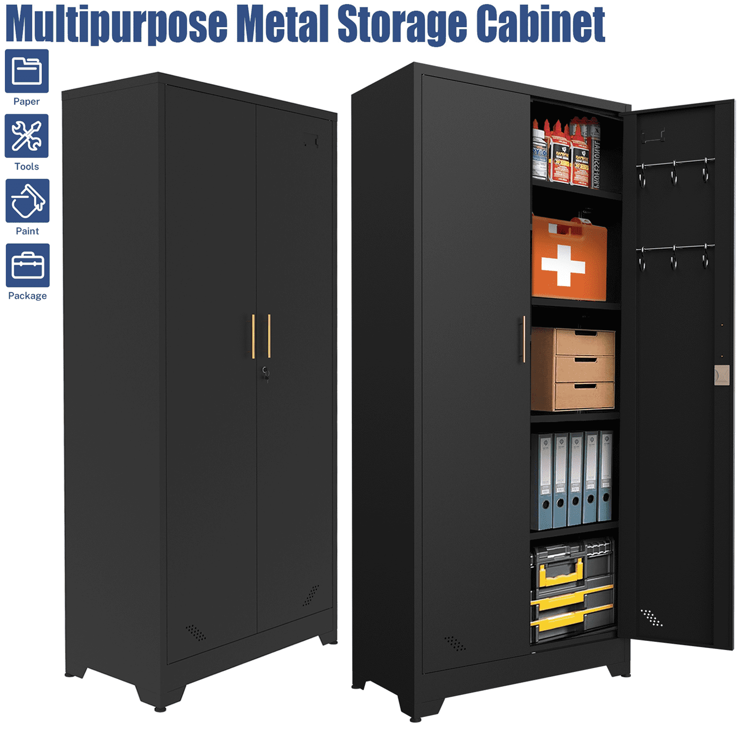 Metal Storage Cabinet for Indoor, Seizeen 5-Tier File Cabinet Tool ...