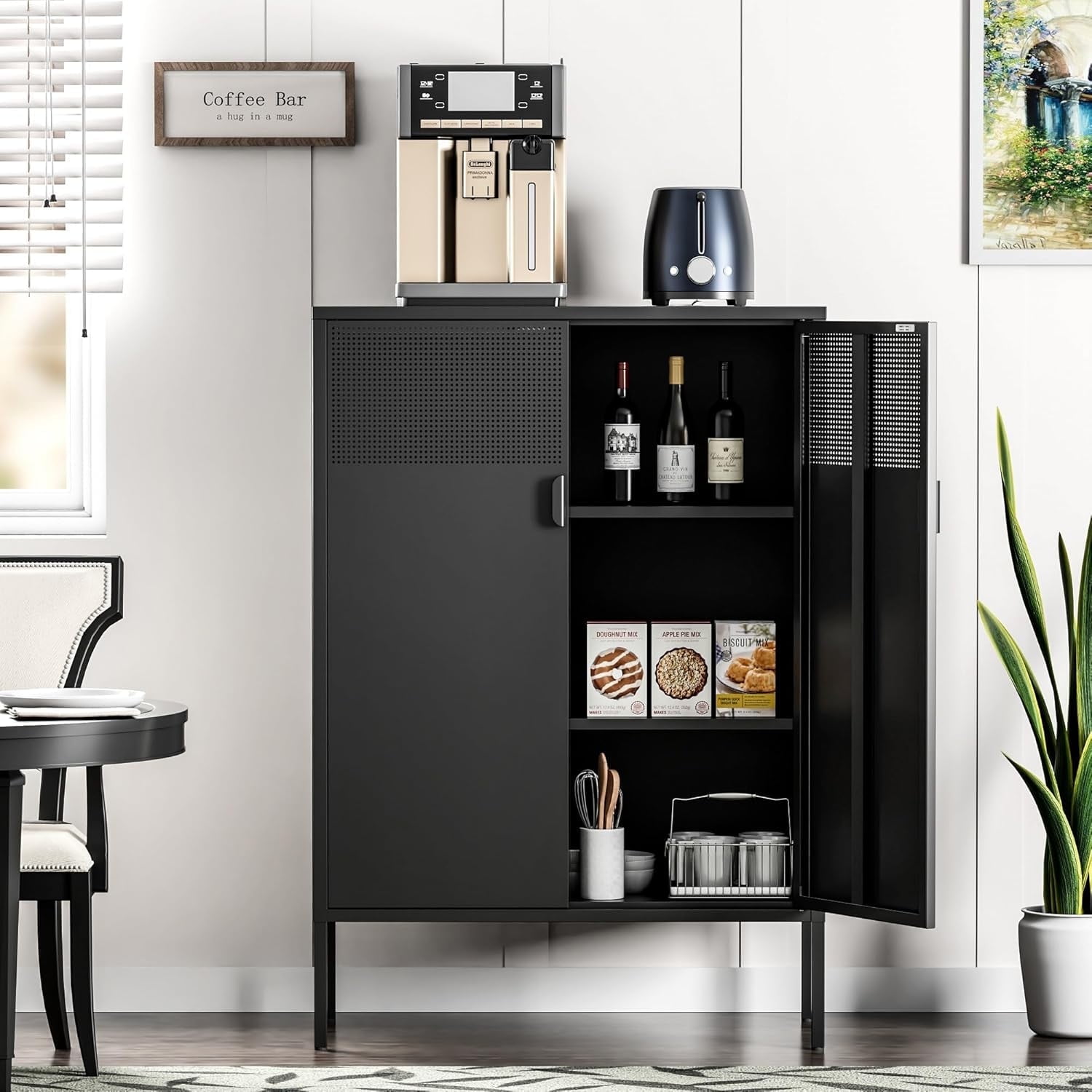 Elegant Metal Storage Cabinet with Legs, 2 Door Metal Locker Style ...