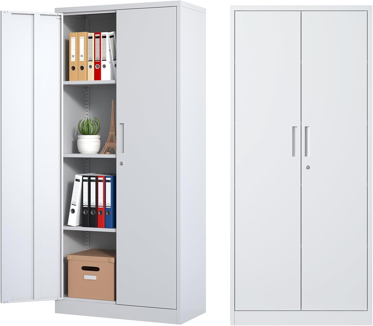 Metal Storage Cabinet with Lock, 71" Lockable Garage Tool Cabinet with ...