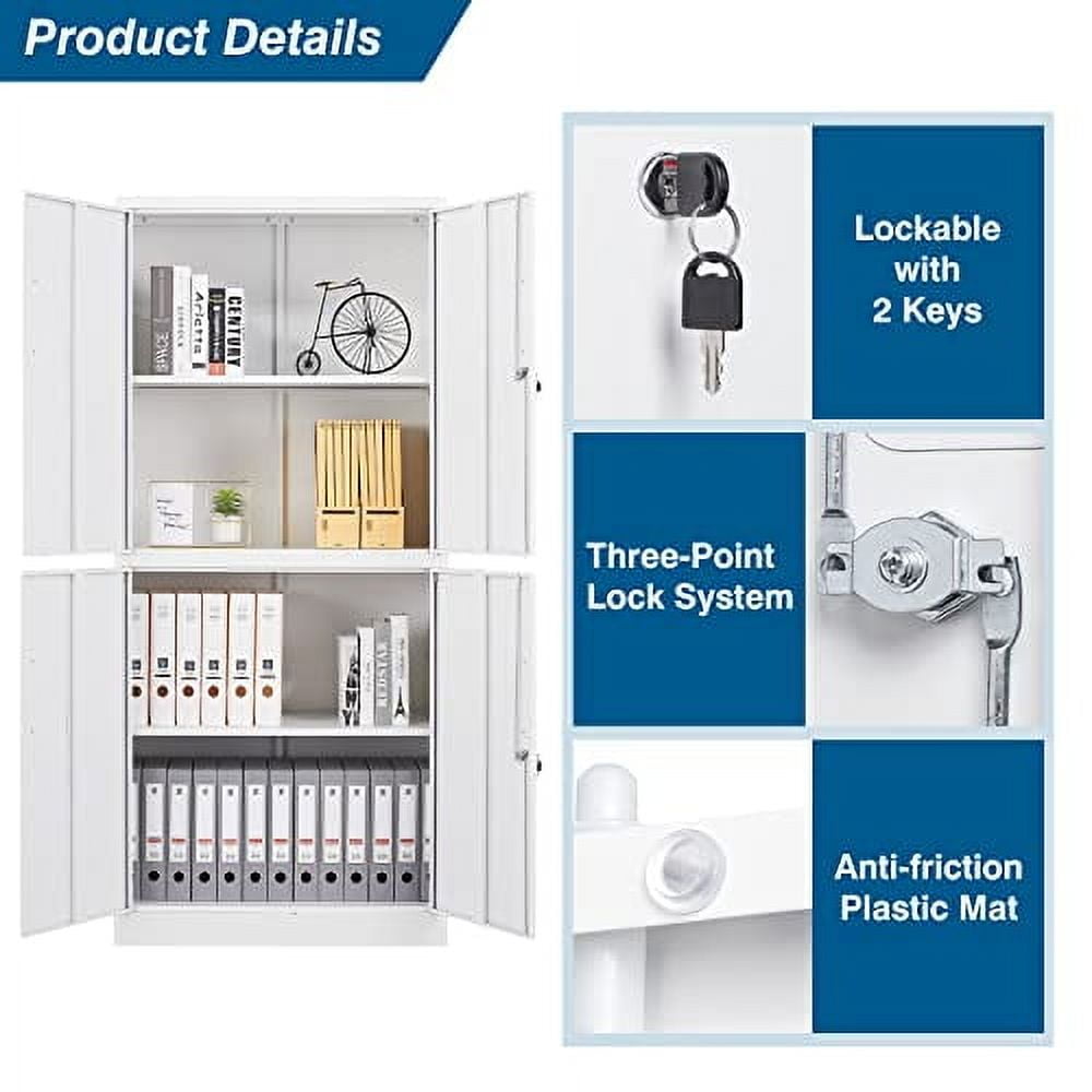 Metal Storage Cabinet with Lock, 71" Tall Steel File Locker with 2 ...