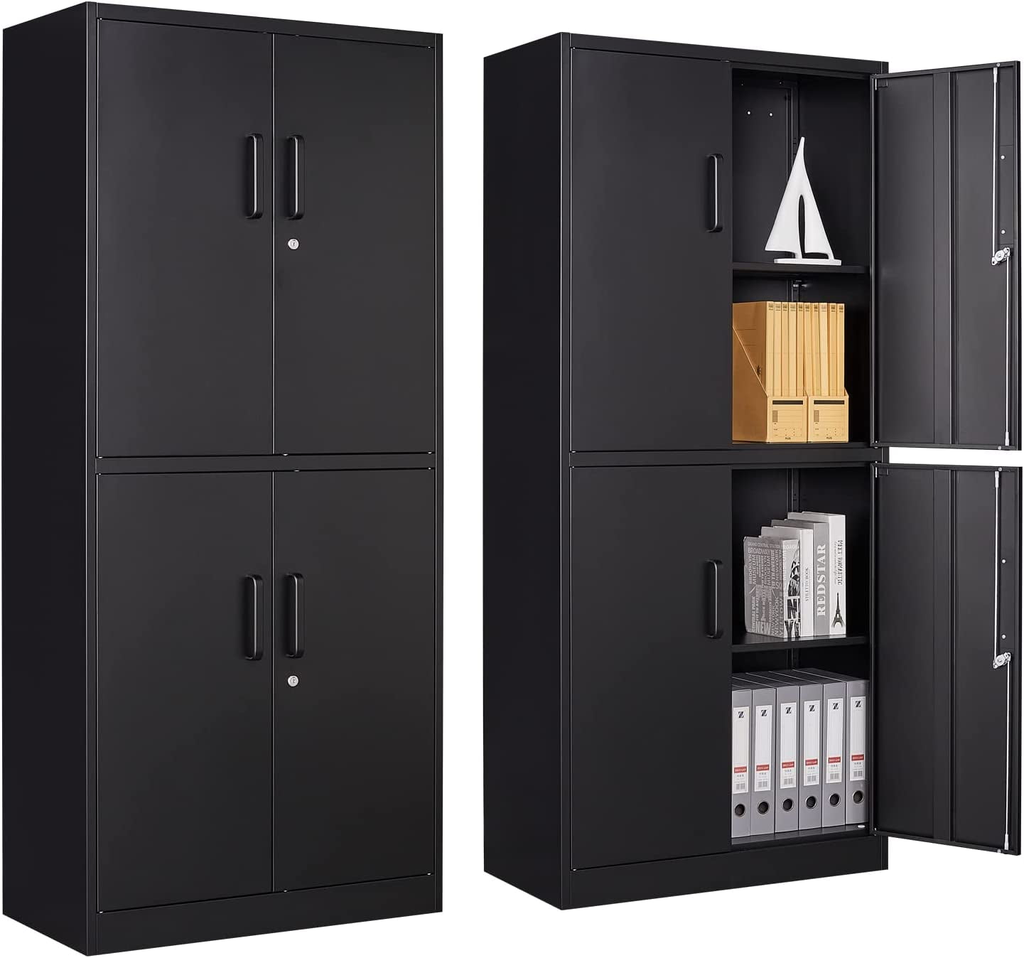 Metal Storage Cabinet with Lock, 71" Tall Steel File Locker with 2 ...
