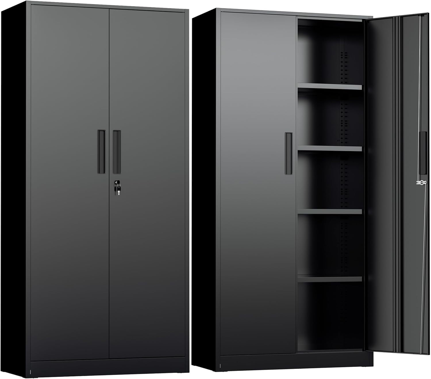 Metal Storage Cabinet with Lock, 72" H Lockable Metal Storage Cabinet ...