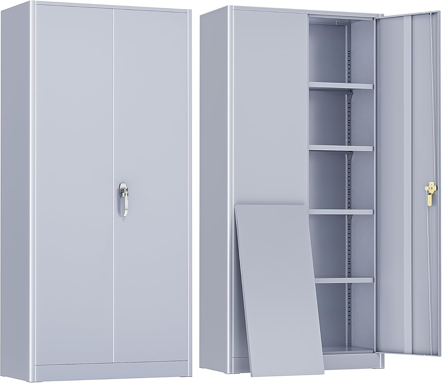 Metal Storage Cabinet with Lock, 72" H Metal Garage Storage Cabinet ...