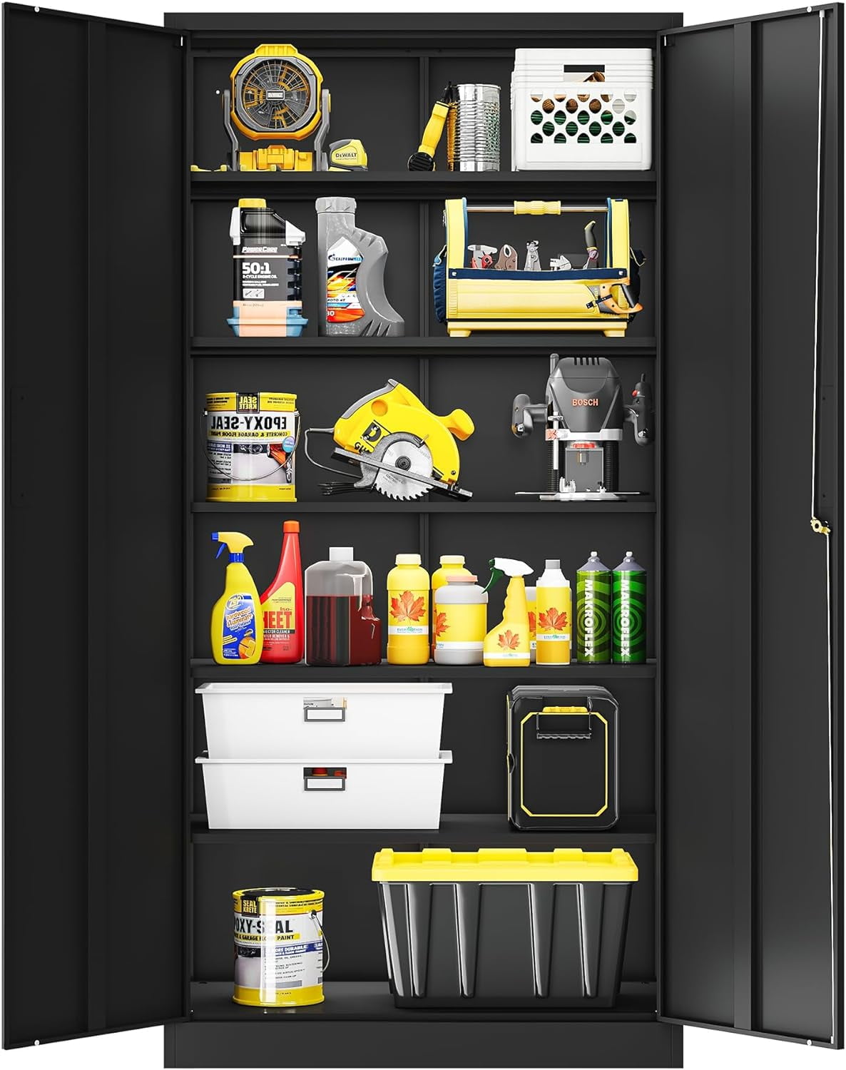 Metal Storage Cabinet with Lock,72" Tall Storage Cabinet with Doors and ...