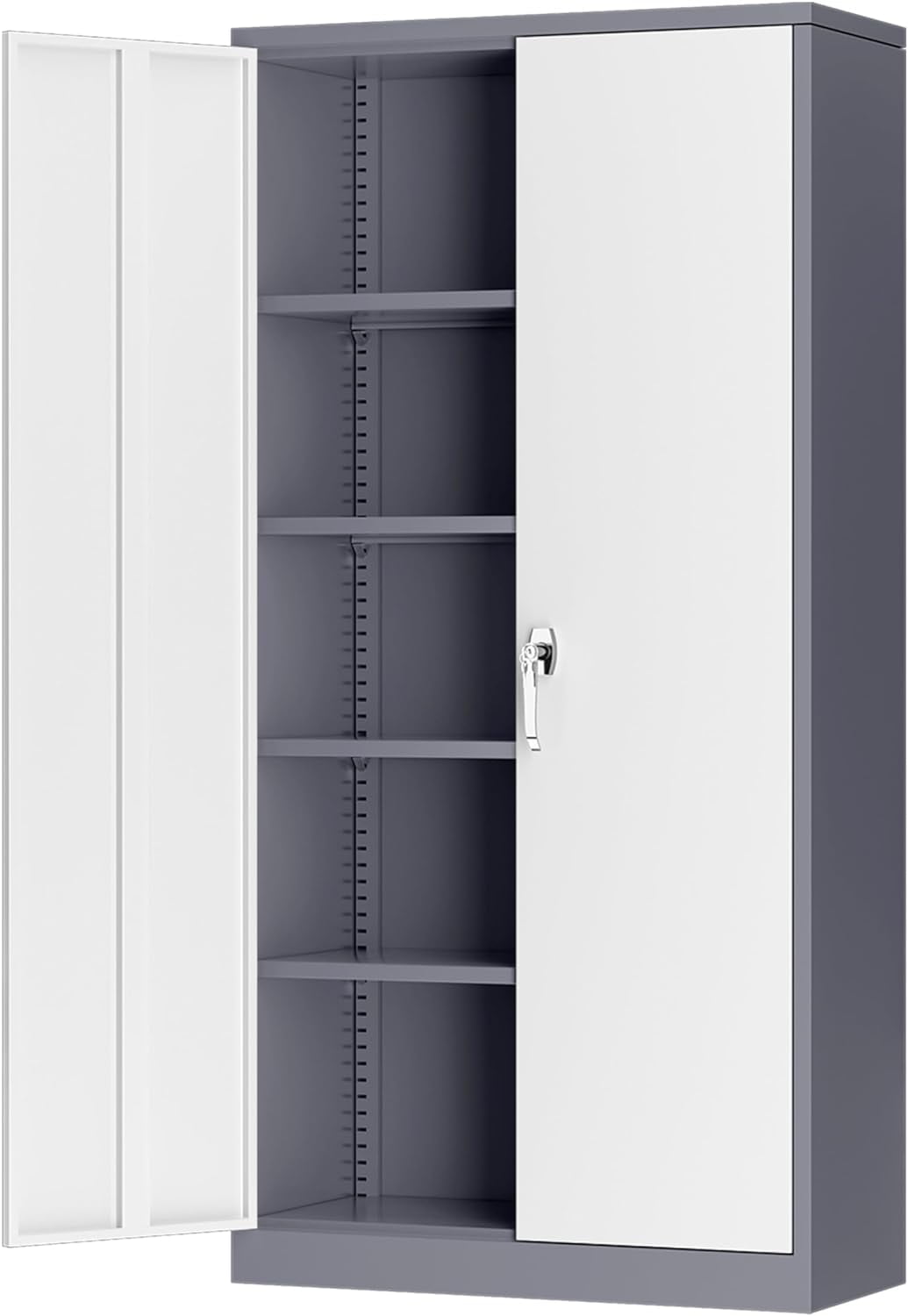 Metal Storage Cabinet with Lock,Black Armoire Wardrobe Closet with ...