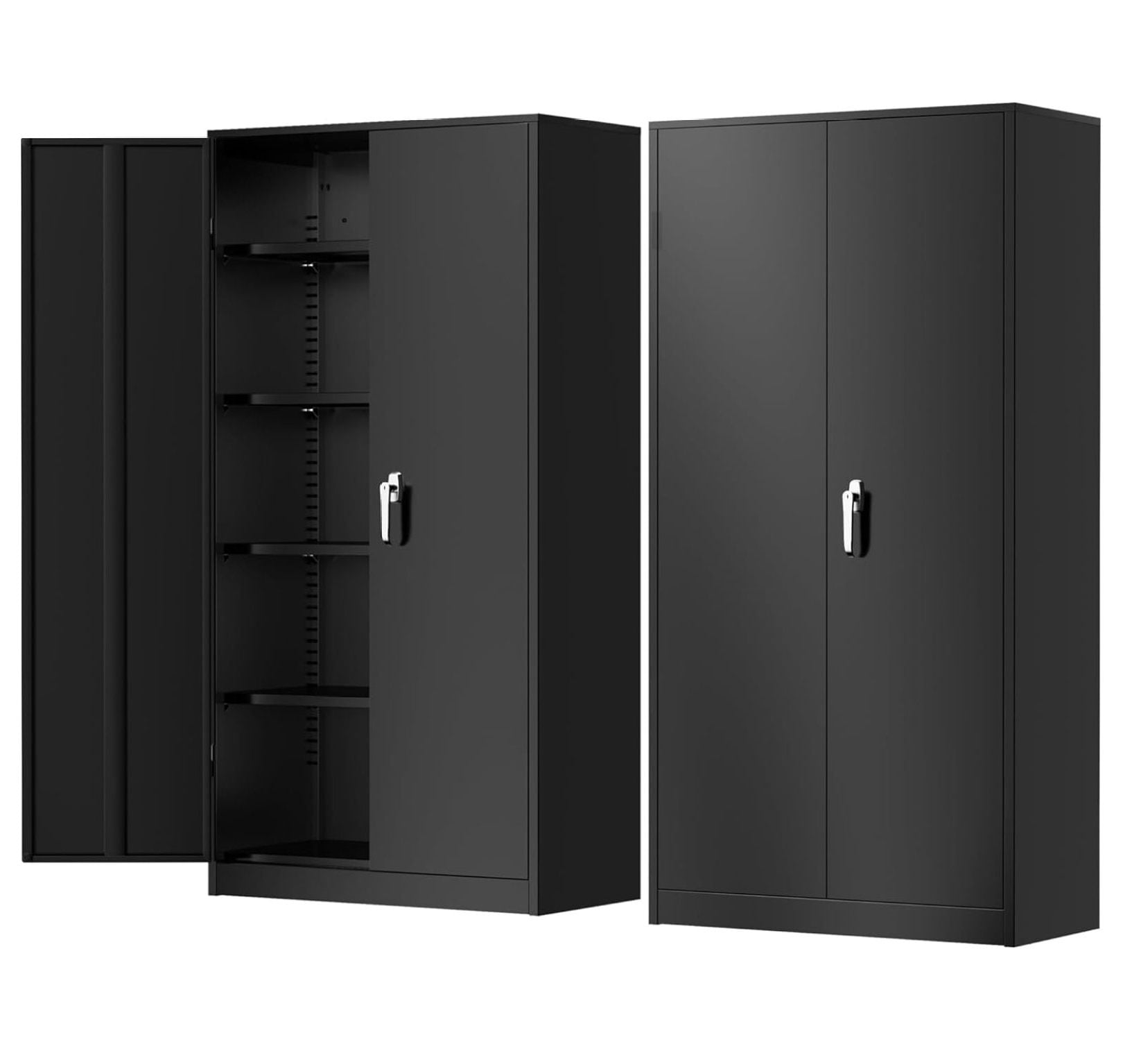Metal Storage Cabinet with Lock, Steel Garage Storage Cabinet with 2 ...