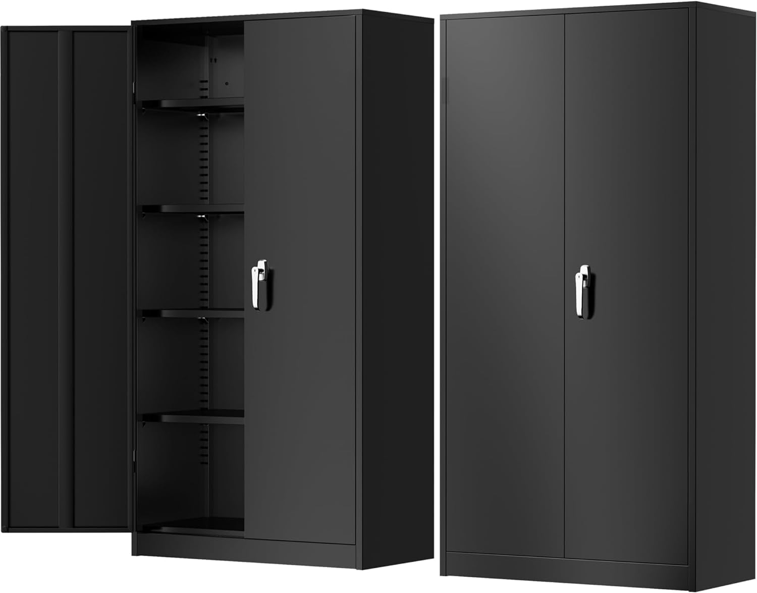 Metal Storage Cabinet with Lock, Steel Garage Storage Cabinet with 2 ...