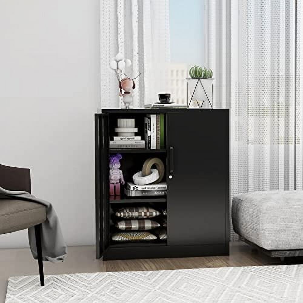 Metal Storage Cabinet, Lockable Steel Storage Cabinet with 2 Doors and ...