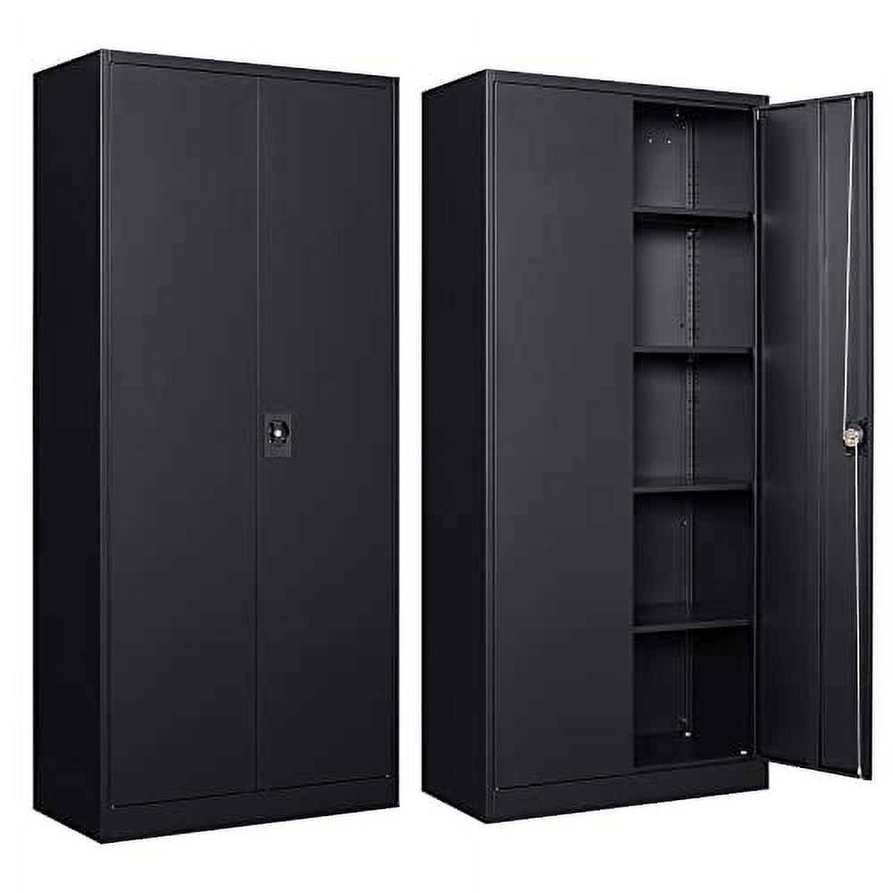 Metal Storage Cabinet, Lockable Steel Storage Cabinet with 2 Doors and ...