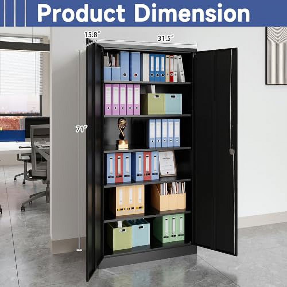 Metal Storage Cabinet, Lockable Steel Storage Cabinet with 2 Doors and ...
