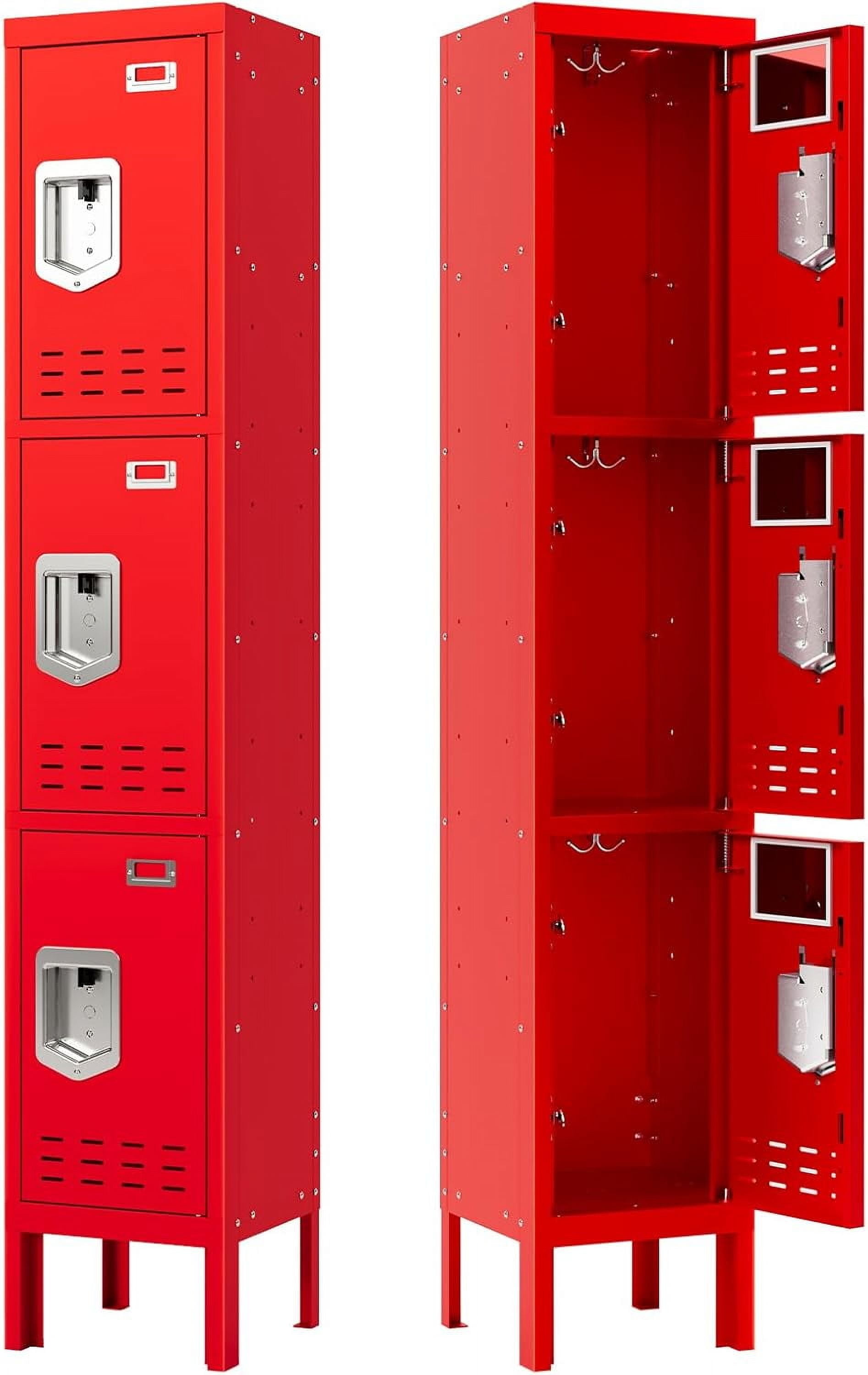 Metal Storage Cabinet, Lockable Tall Steel Locker Cabinet with ...