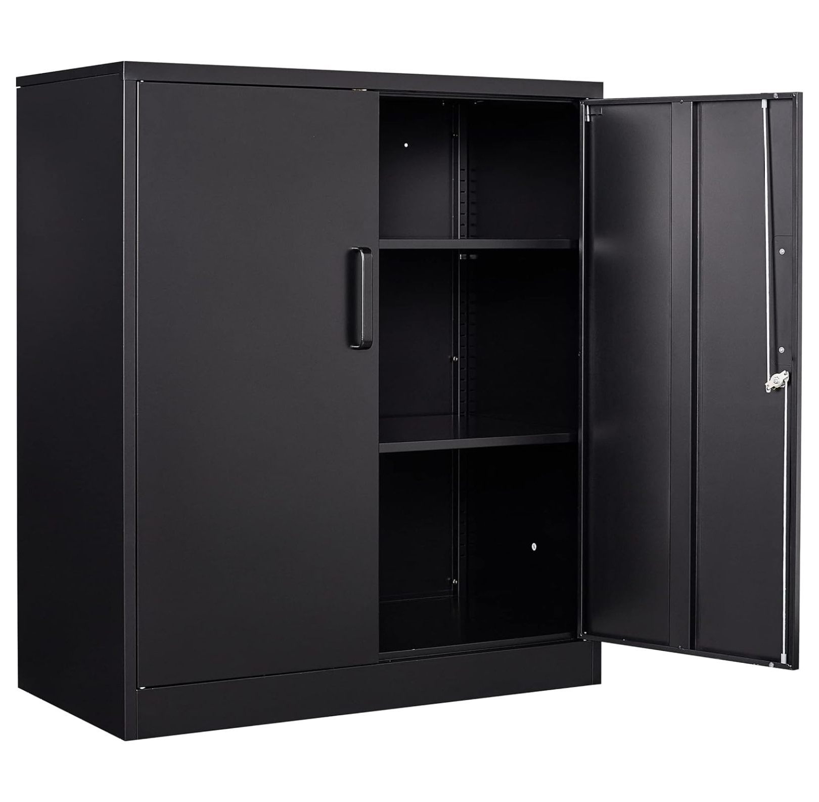 Metal Storage Cabinet Locked Steel Cabinet with 2 Adjustable Shelves ...