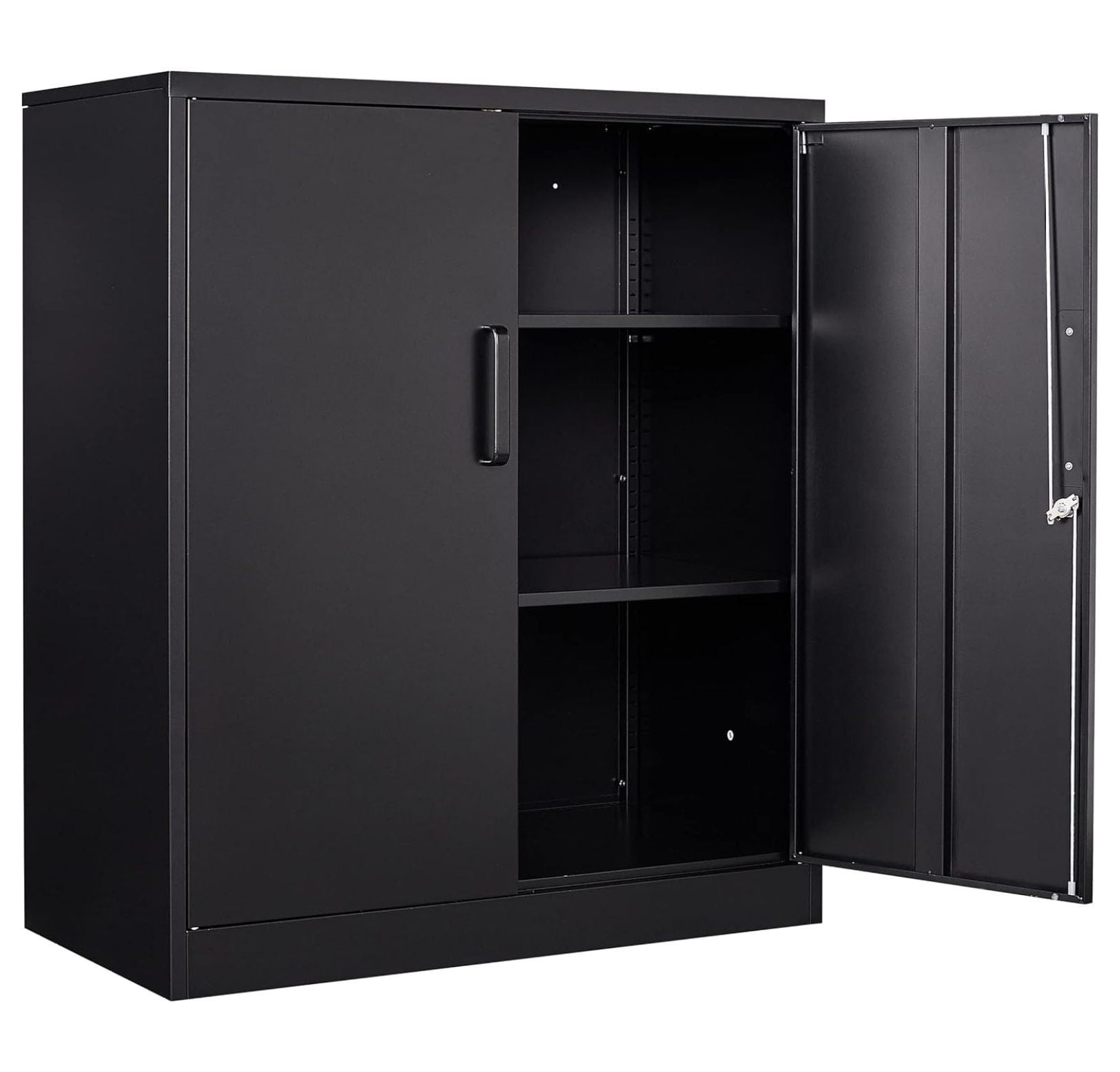 Metal Storage Cabinet Locked Steel Cabinet with 2 Adjustable Shelves ...