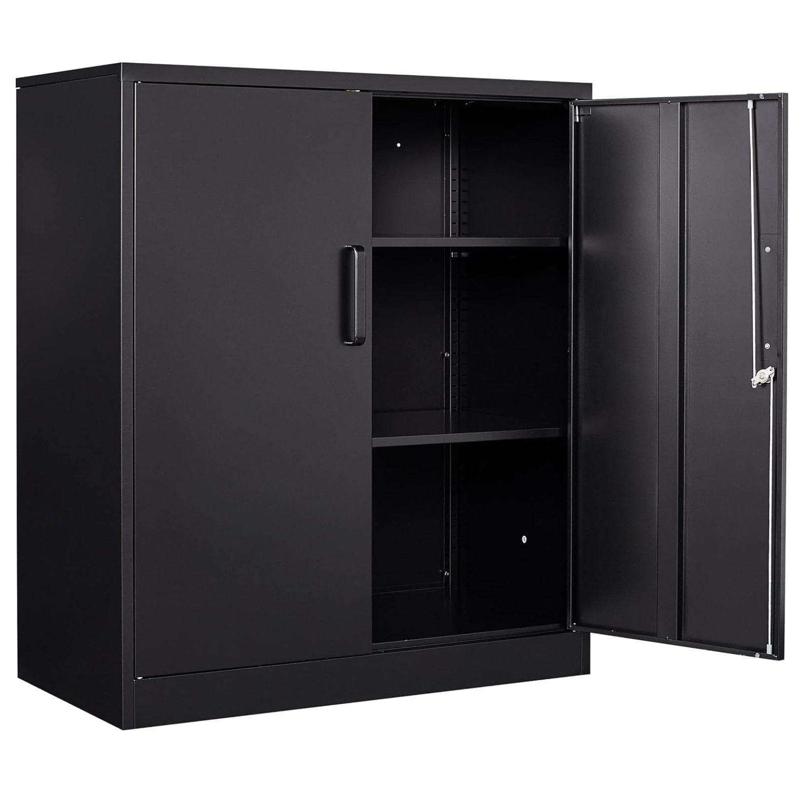 Metal Storage Cabinet Locked Steel Cabinet with 2 Adjustable Shelves ...
