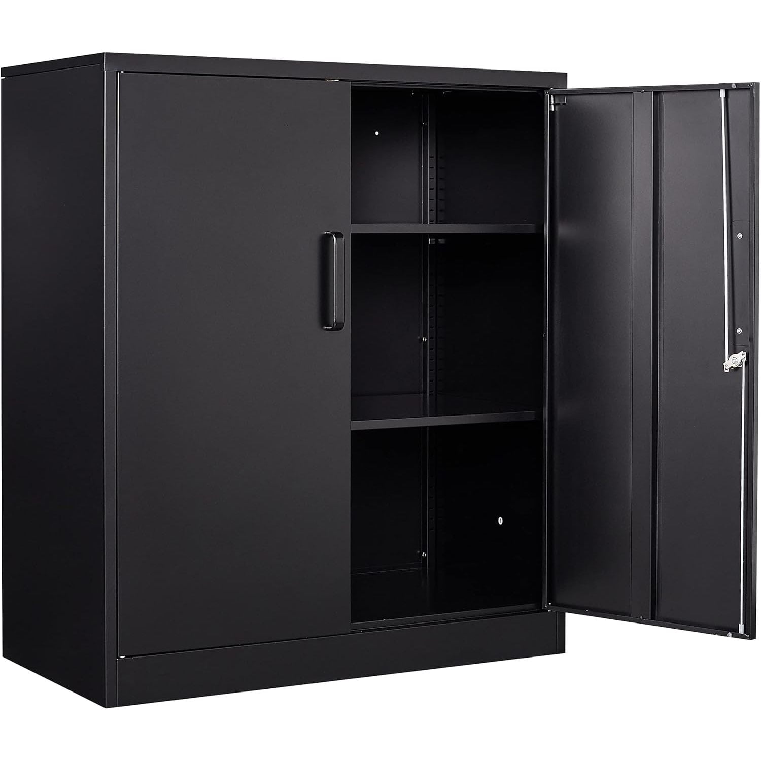 Metal Storage Cabinet Locked Steel Cabinet with 2 Adjustable Shelves ...