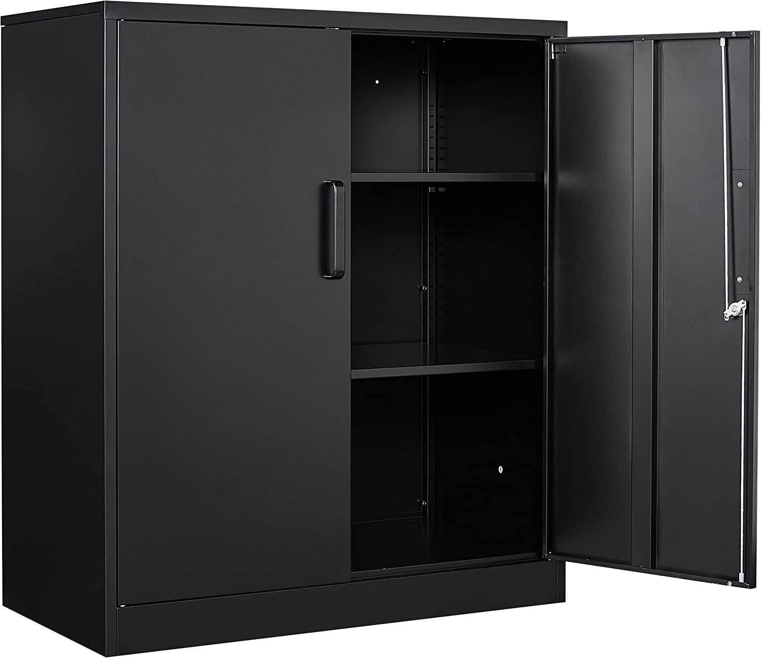 Metal Storage Cabinet Locked Steel Cabinet with 2 Adjustable Shelves ...