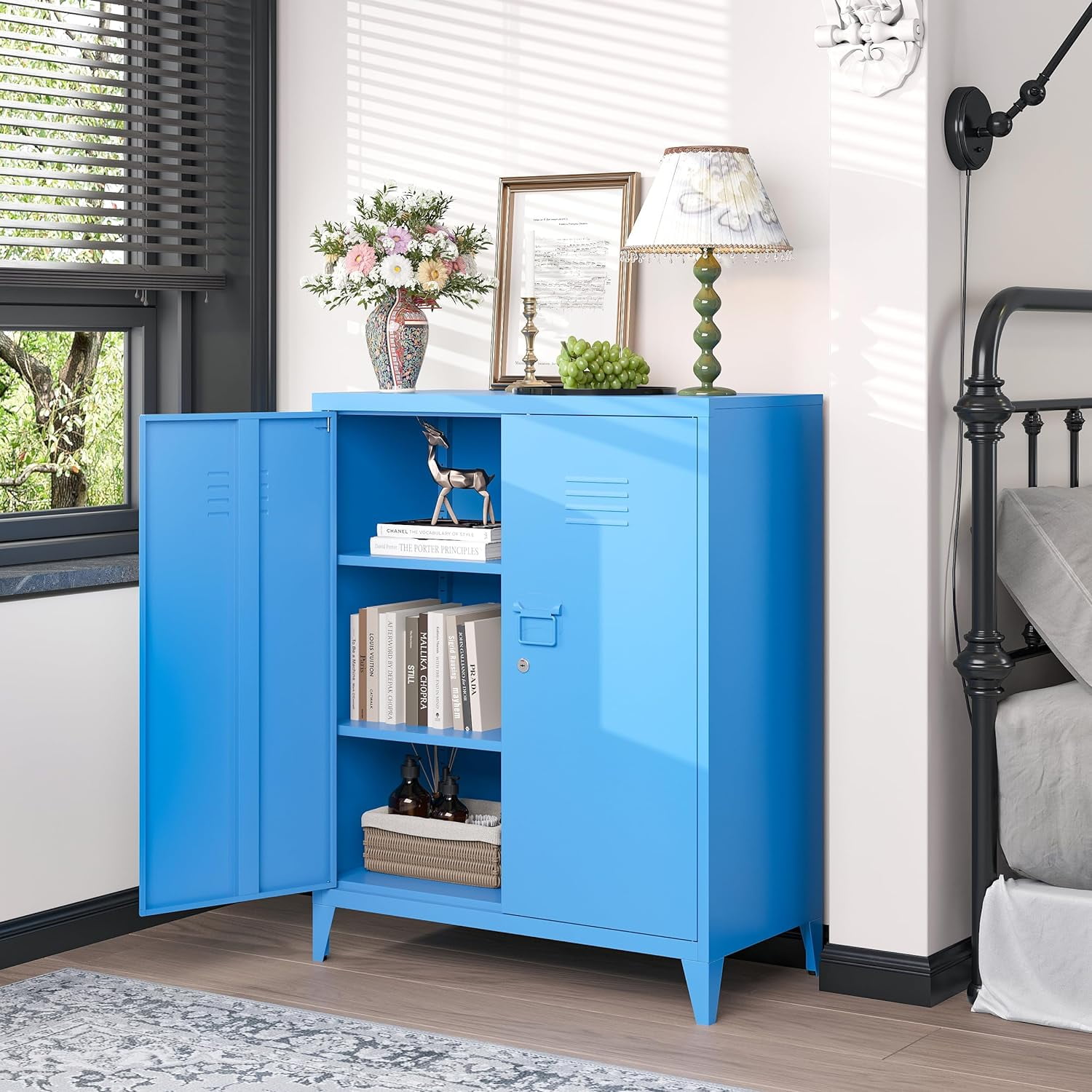 Metal Storage Cabinet Locker Storage Cabinet with Doors and Adjustable ...
