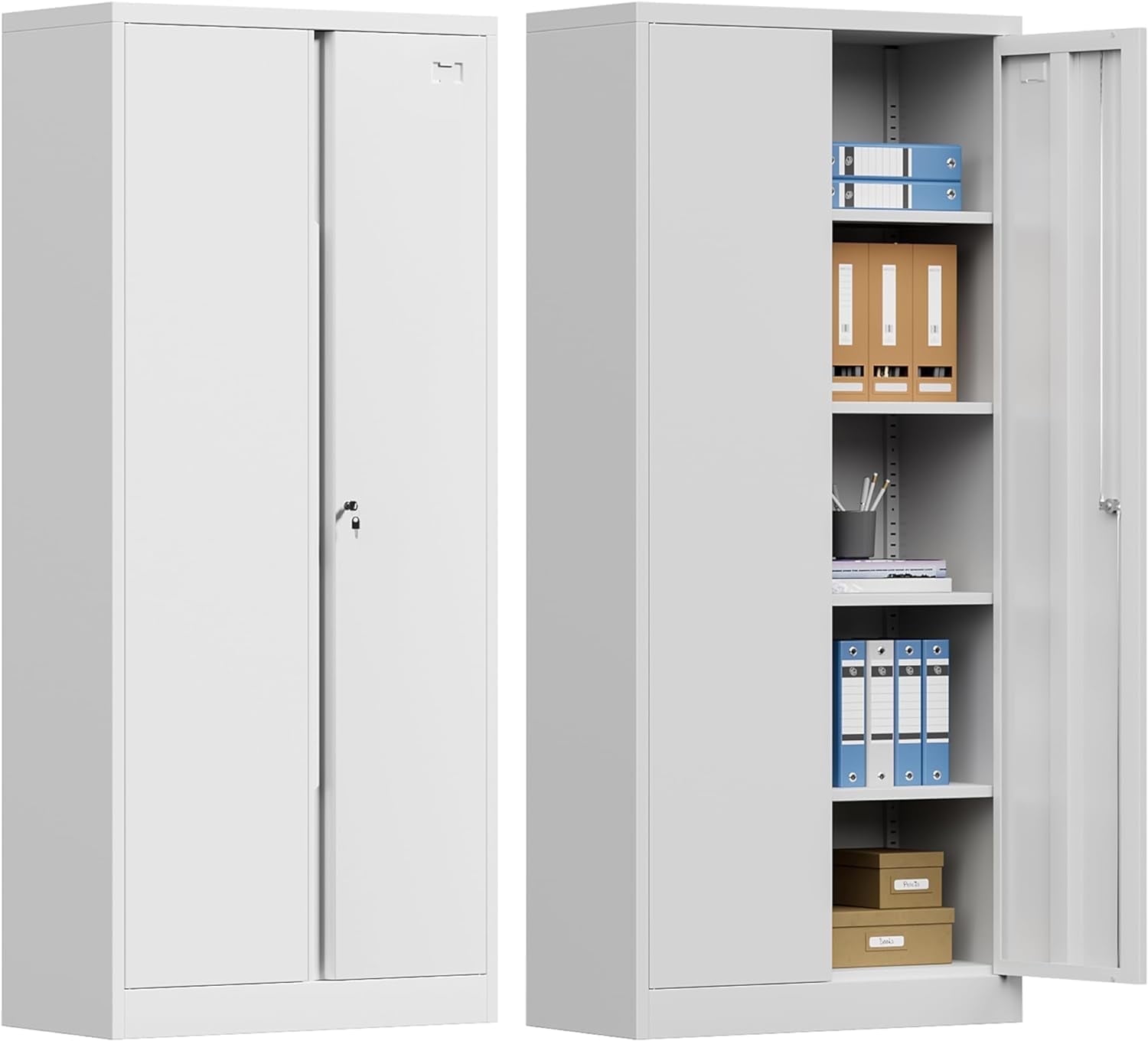 Metal Storage Cabinet with Locking Doors and 4 Adjustable Shelves,71 ...
