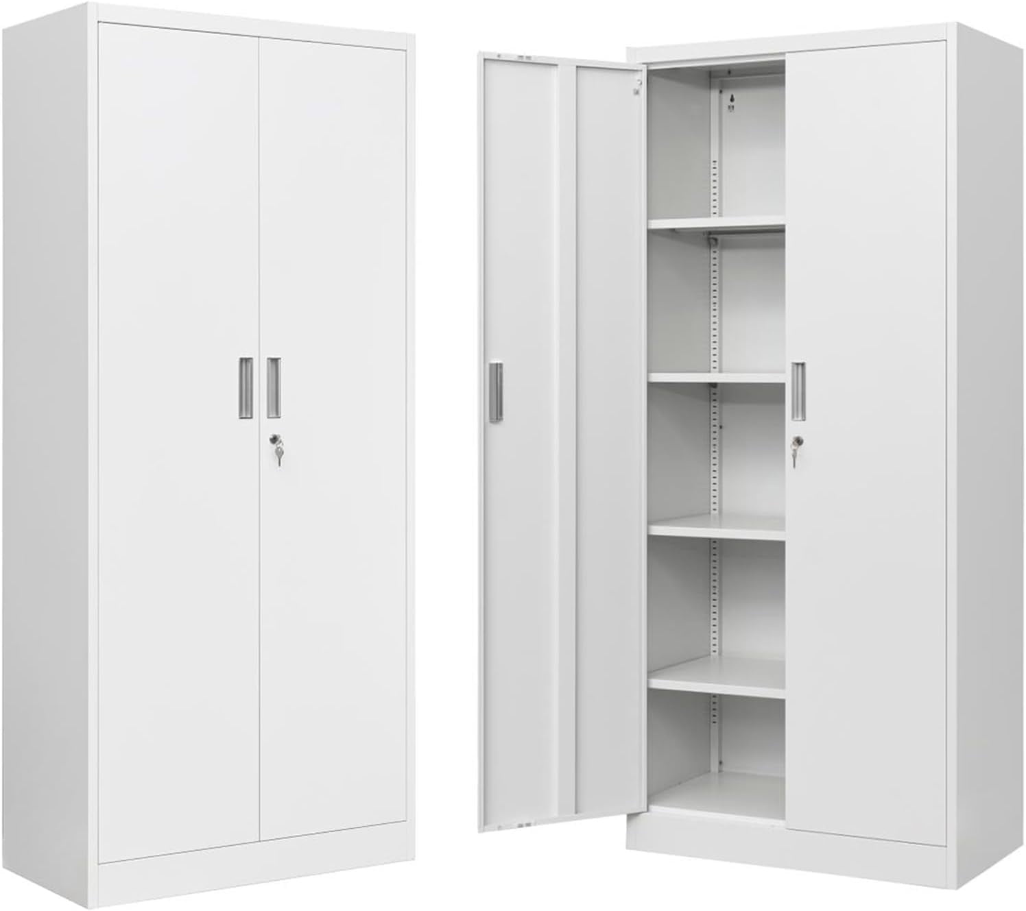 Metal Storage Cabinet with Locking Doors and Shelves, 71" Large Garage ...