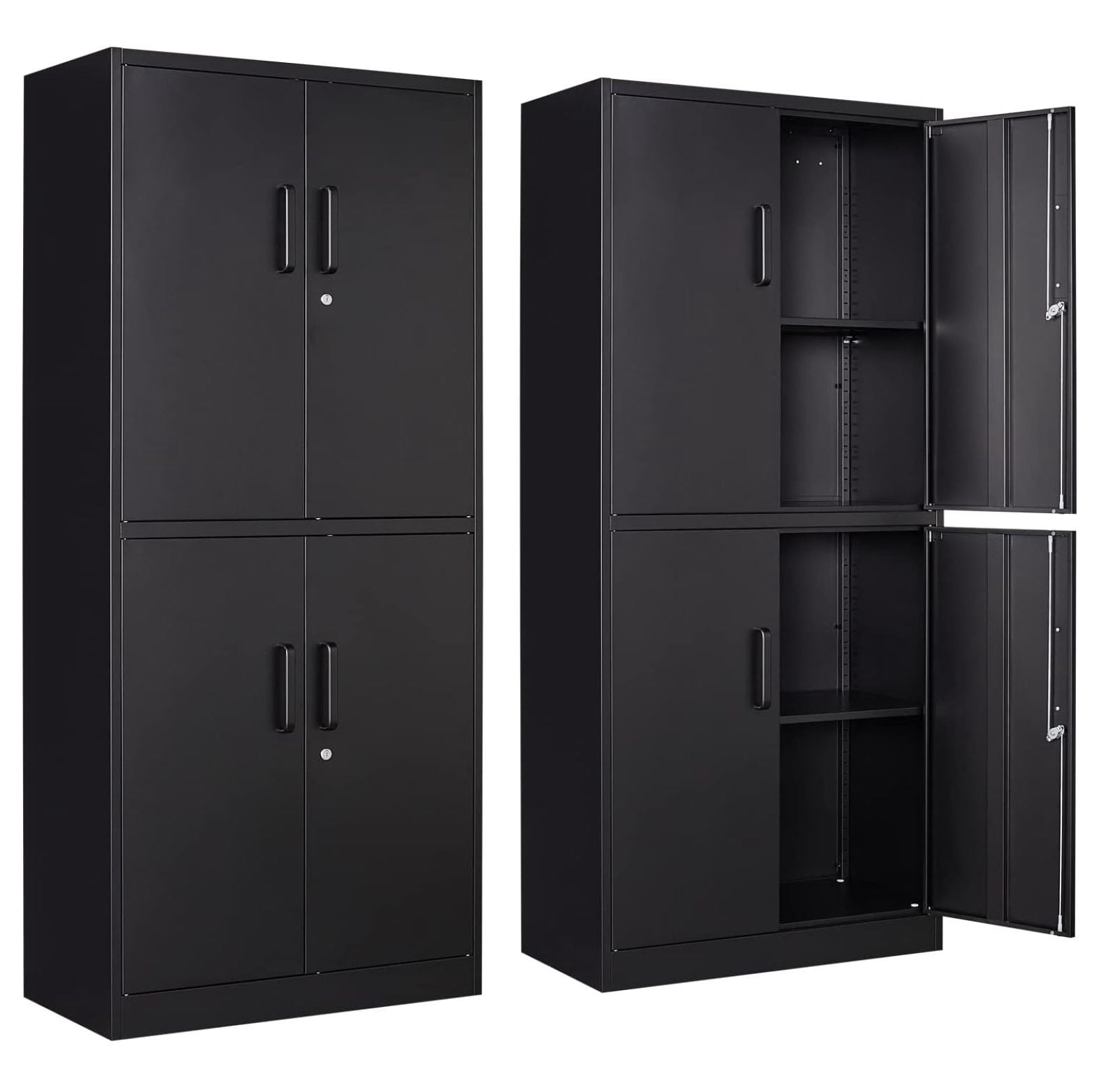 Metal Storage Cabinet, Locking Steel Cabinet with 4 Doors and 2 ...