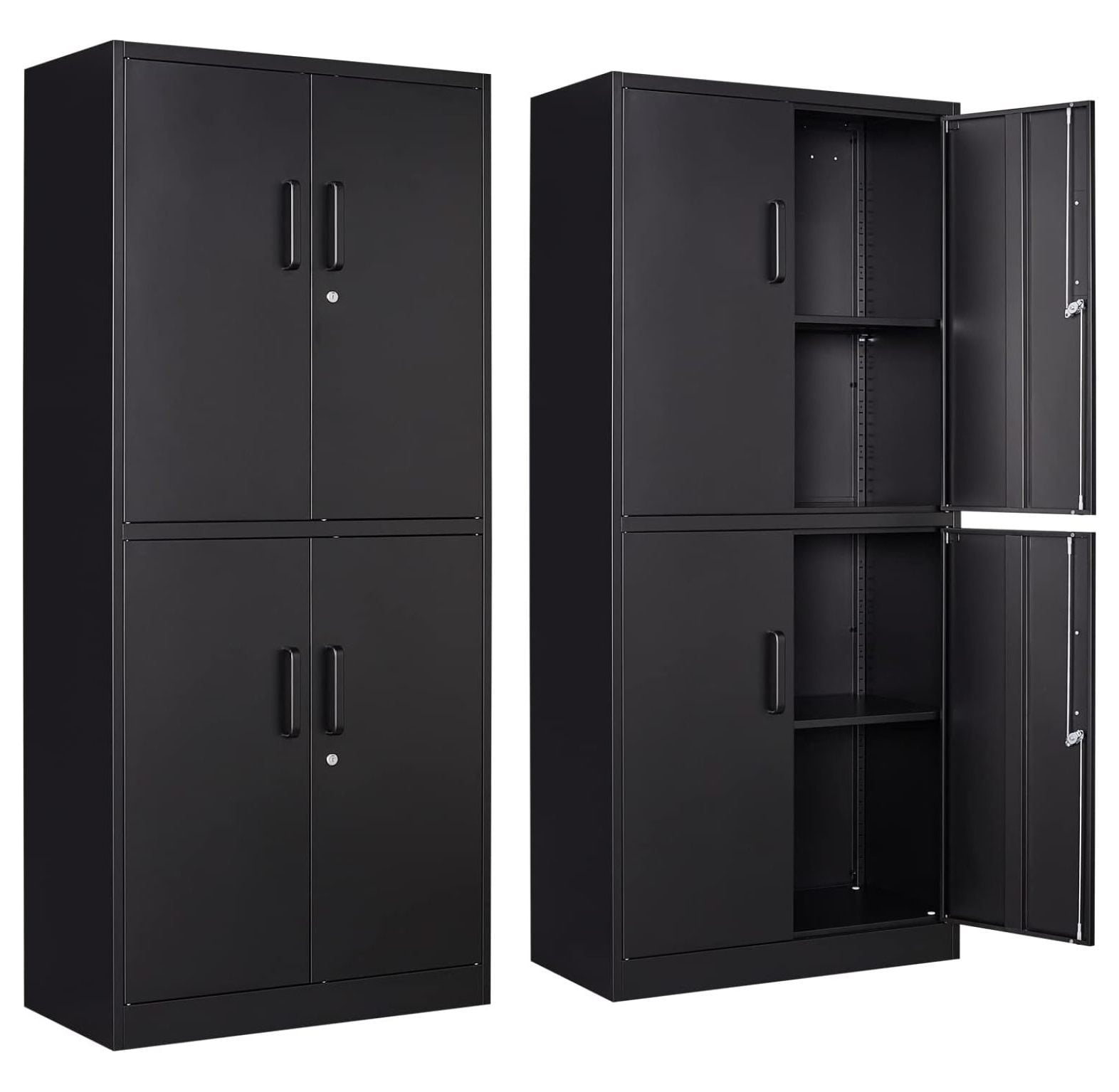 Metal Storage Cabinet, Locking Steel Cabinet with 4 Doors and 2 ...