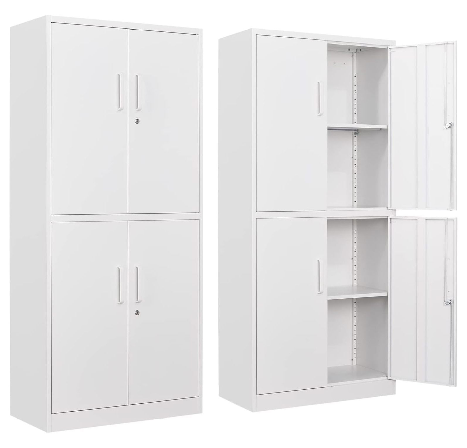 Metal Storage Cabinet, Locking Steel Storage Cabinet with 4 Doors and 2 ...