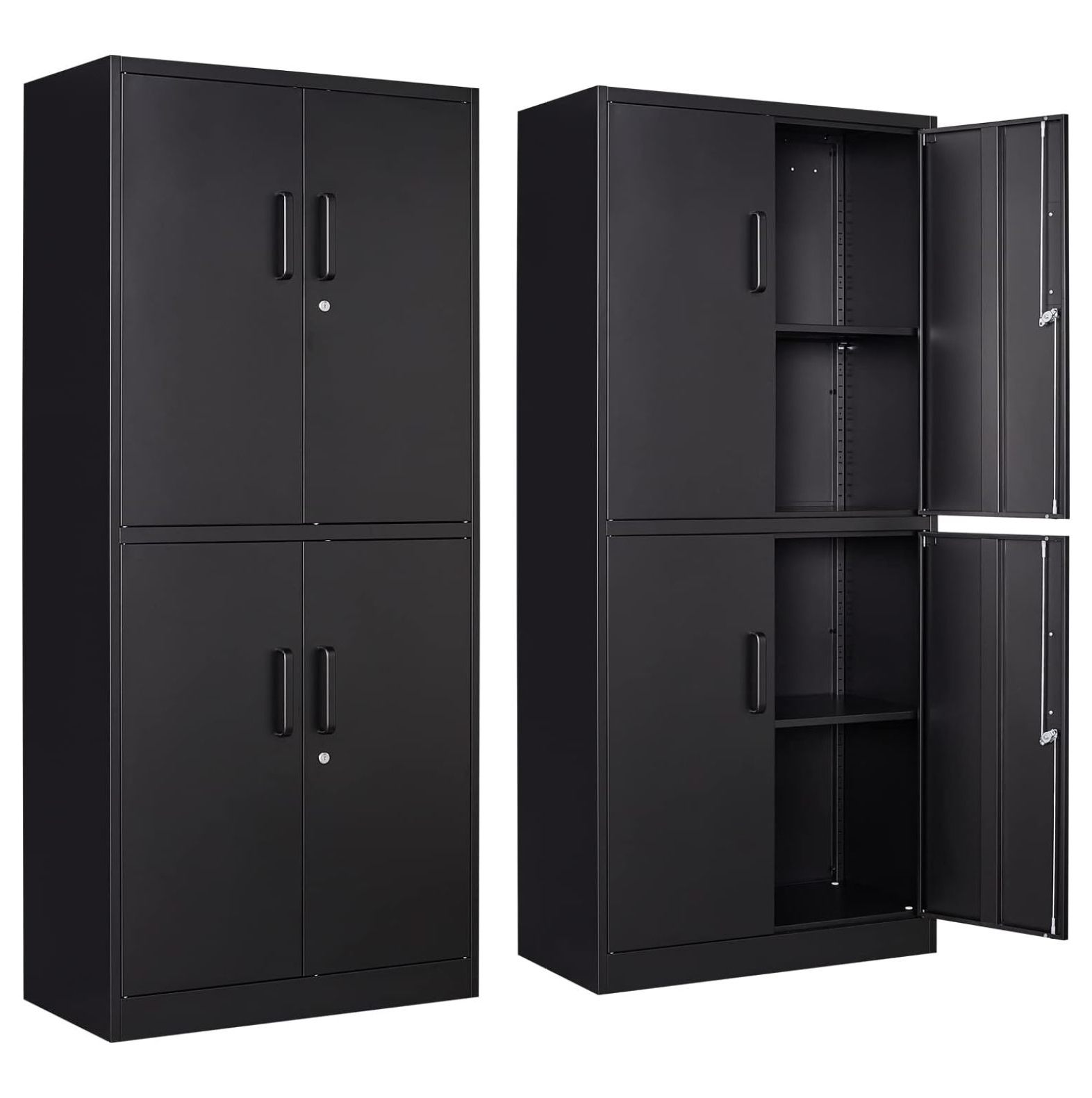 Metal Storage Cabinet, Locking Steel Storage Cabinet with 4 Doors and 2 ...