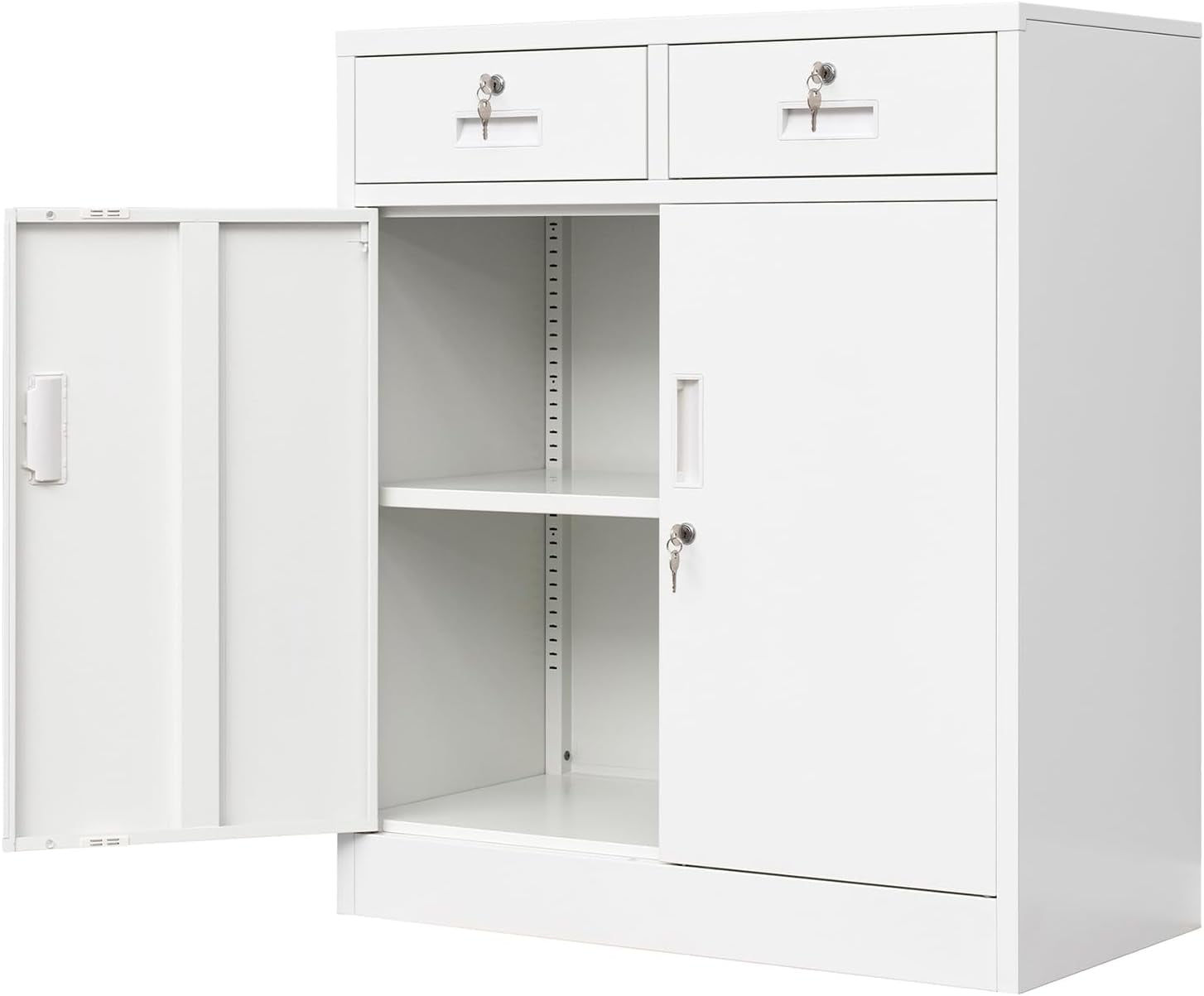 Metal Storage Cabinet, Locking Storage Cabinet with Adjustable Shelf ...