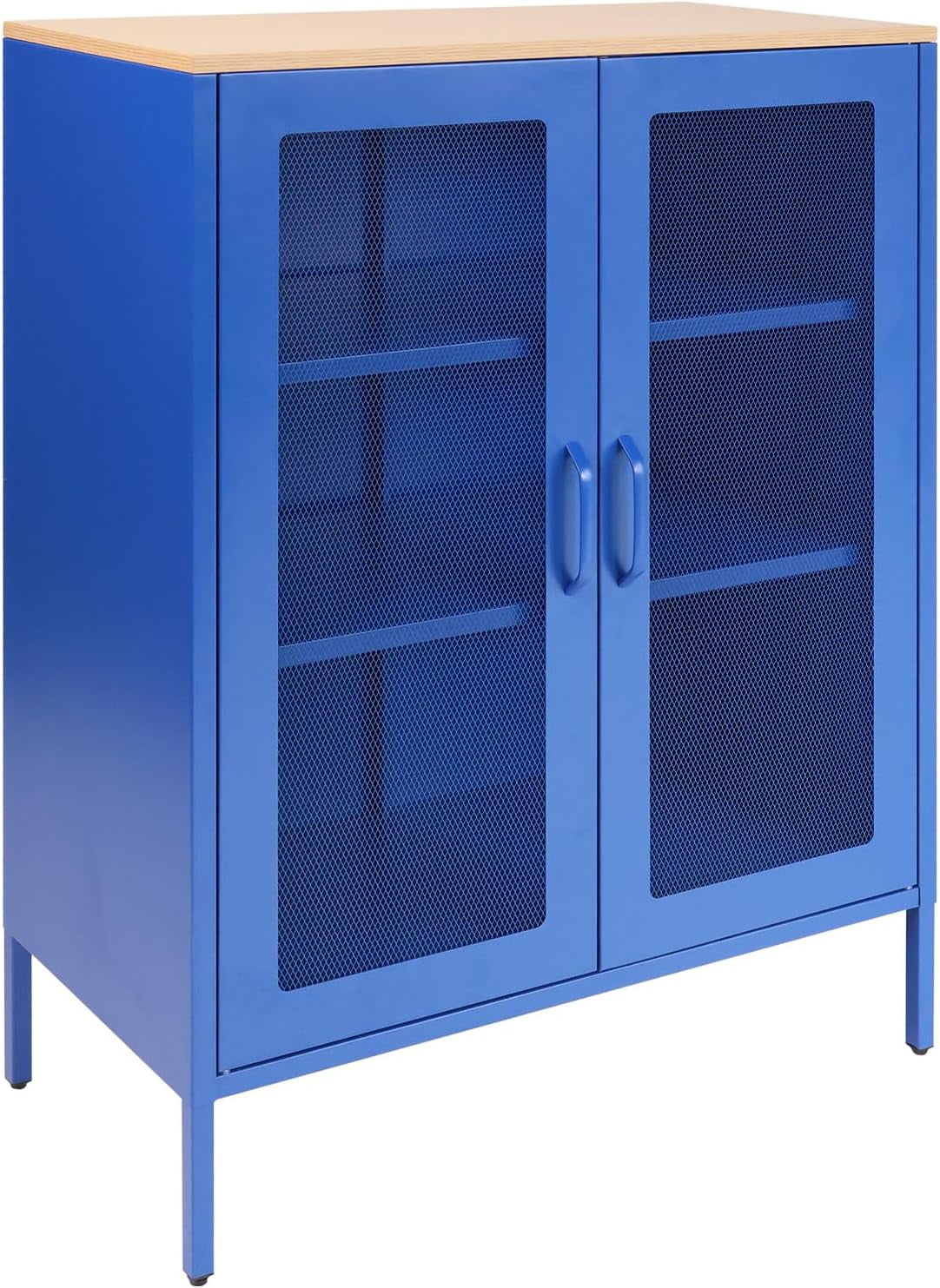 Metal Storage Cabinet with Mesh Doors and Adjable Shelves, Free ...