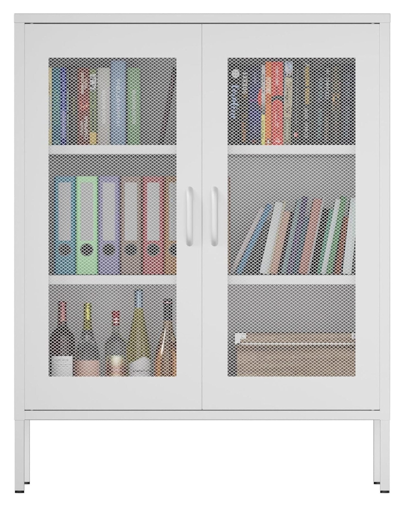Metal Storage Cabinet with Mesh Doors,Steel Display Cabinet with ...