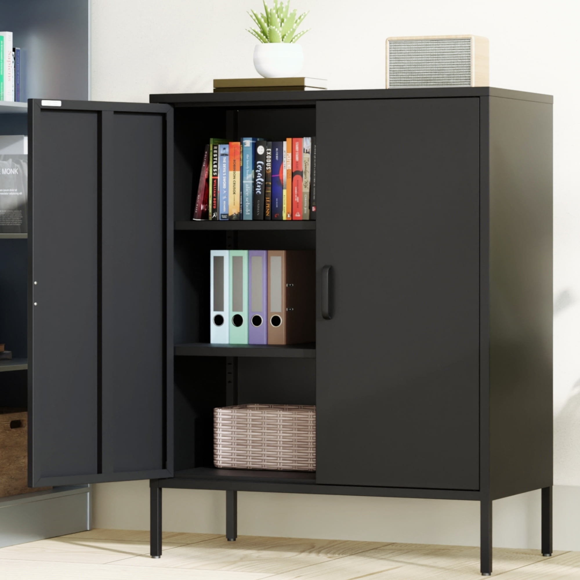 Metal Storage Cabinet Metal Tool Locker with 3-Tier Office File Cabinet ...