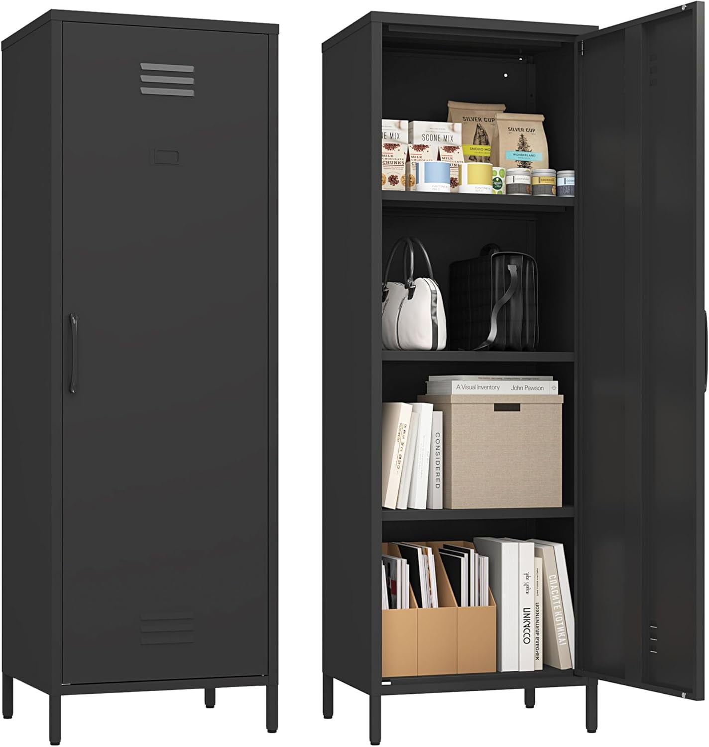 Metal Storage Cabinet Steel File Locker with 3 Shelves 59.06-inch high ...