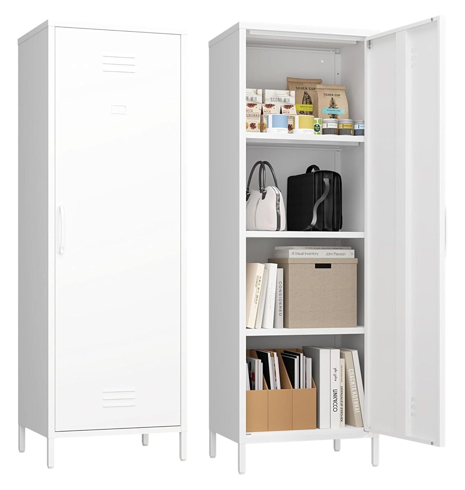 Metal Storage Cabinet, Steel File Locker with 3 Shelves 59.06-inch high ...