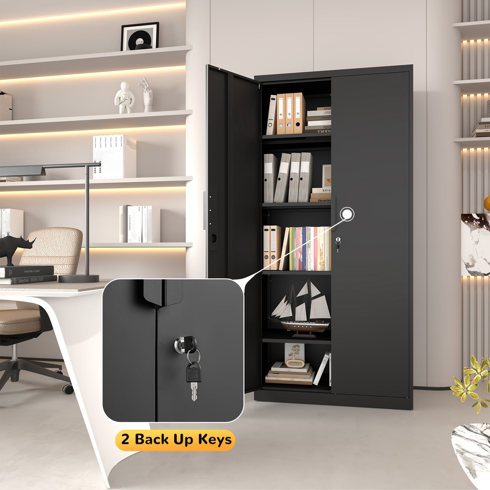 Metal Storage Cabinet, Steel Locking Storage Cabinet With 4 Adjustable ...