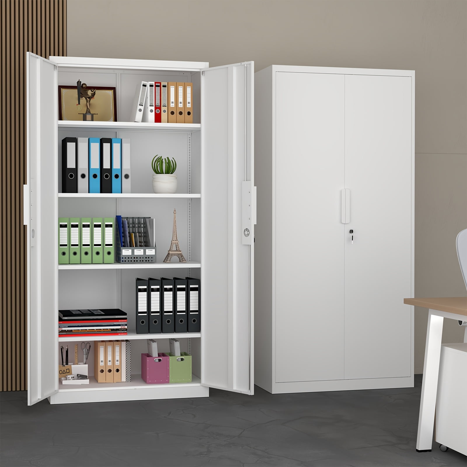 Metal Storage Cabinet, Steel Locking Storage Cabinet With 4 Adjustable ...