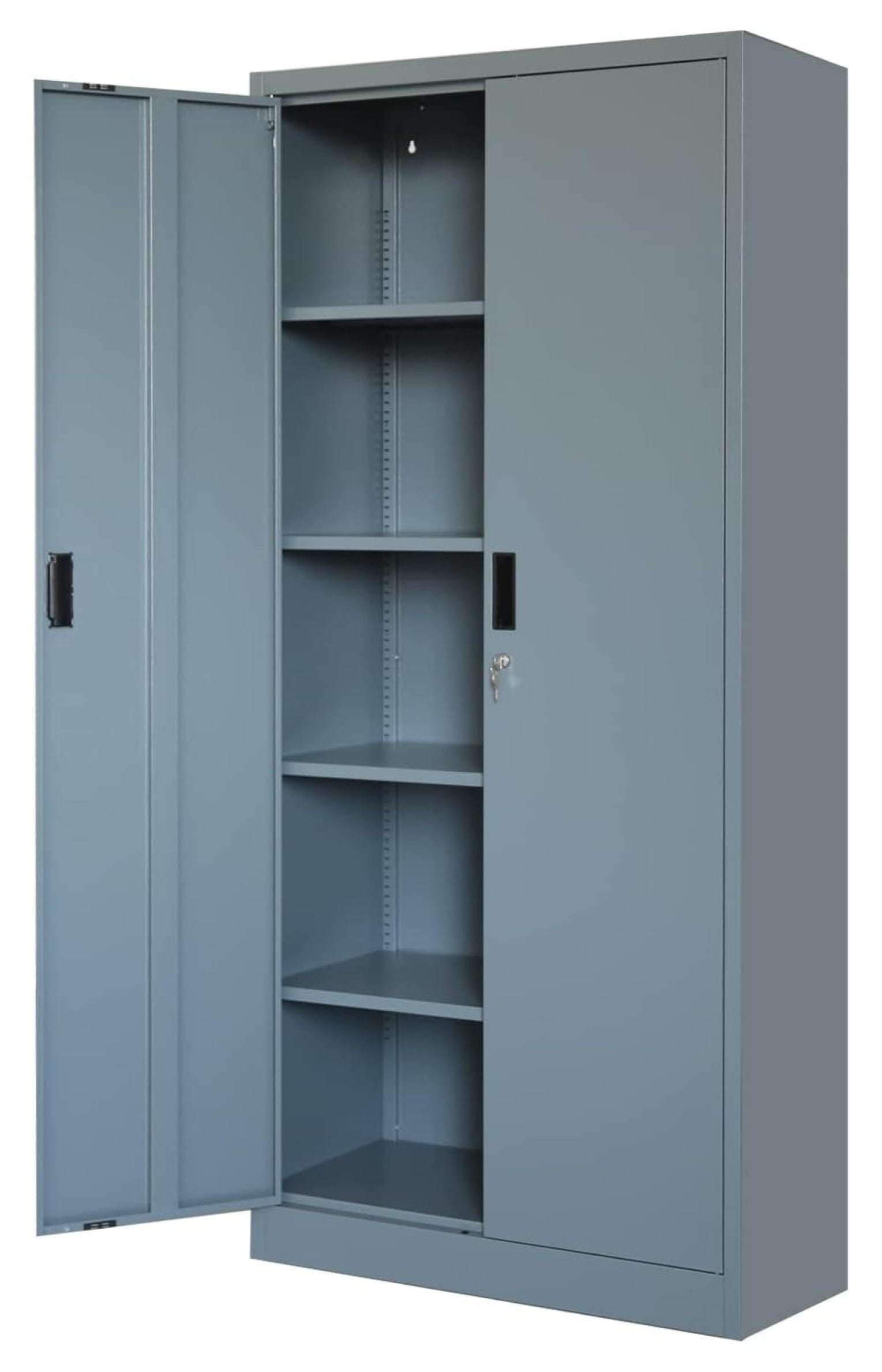 Metal Storage Cabinet, Steel Locking Storage Cabinet with 2 Doors and 4 ...