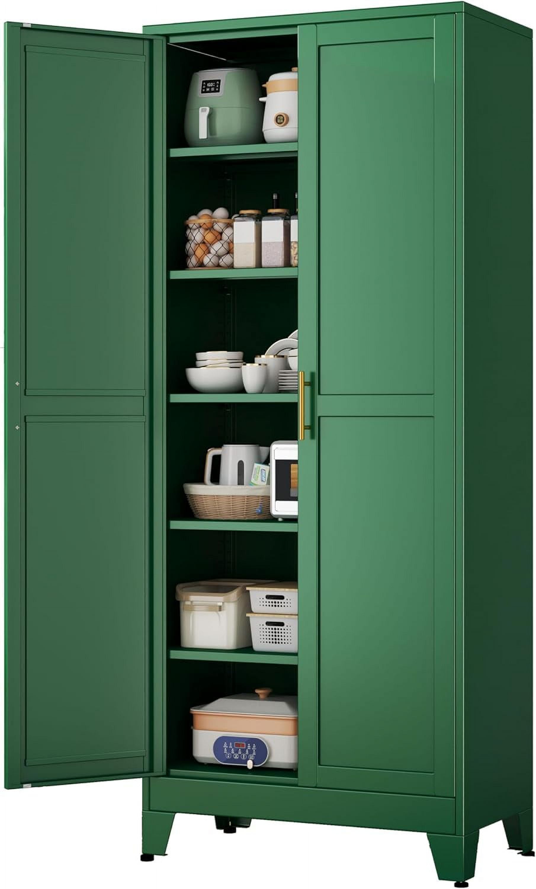 Metal Storage Cabinet - Steel Pantry Cabinet with 2 Doors and 3 ...