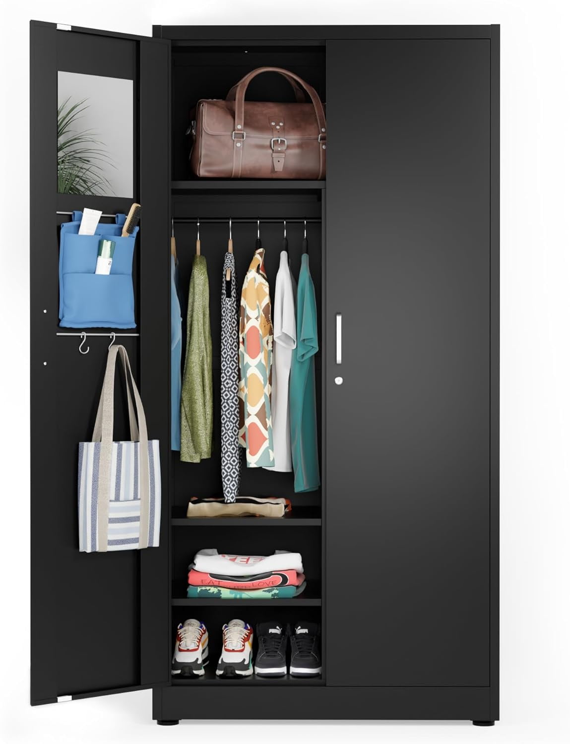 Metal Storage Cabinet Wardrobe - Metal Storage Locker with Locking ...