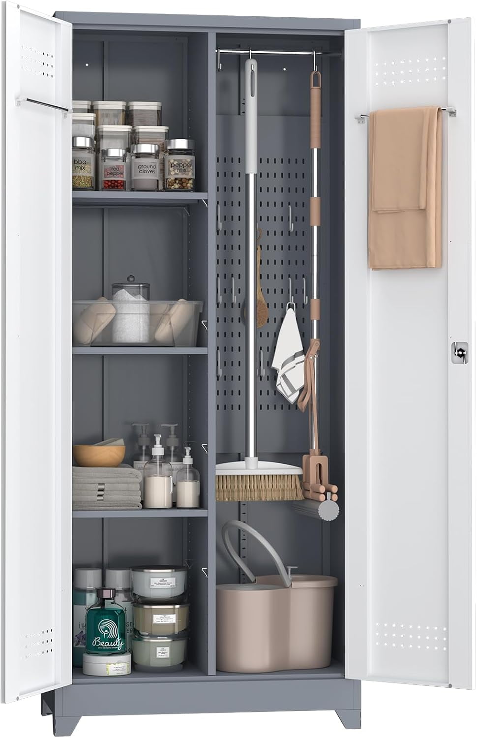 Metal Storage Cabinet with Wheels Garage Rolling Tool Cabinet with ...