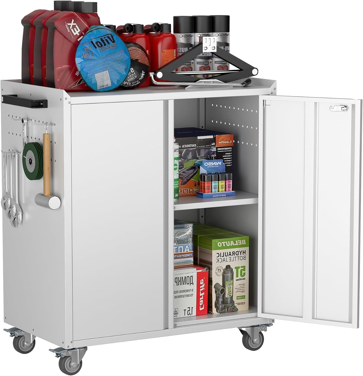 Metal Storage Cabinet on Wheels, Metal Tool Cabinet with Wheels ...