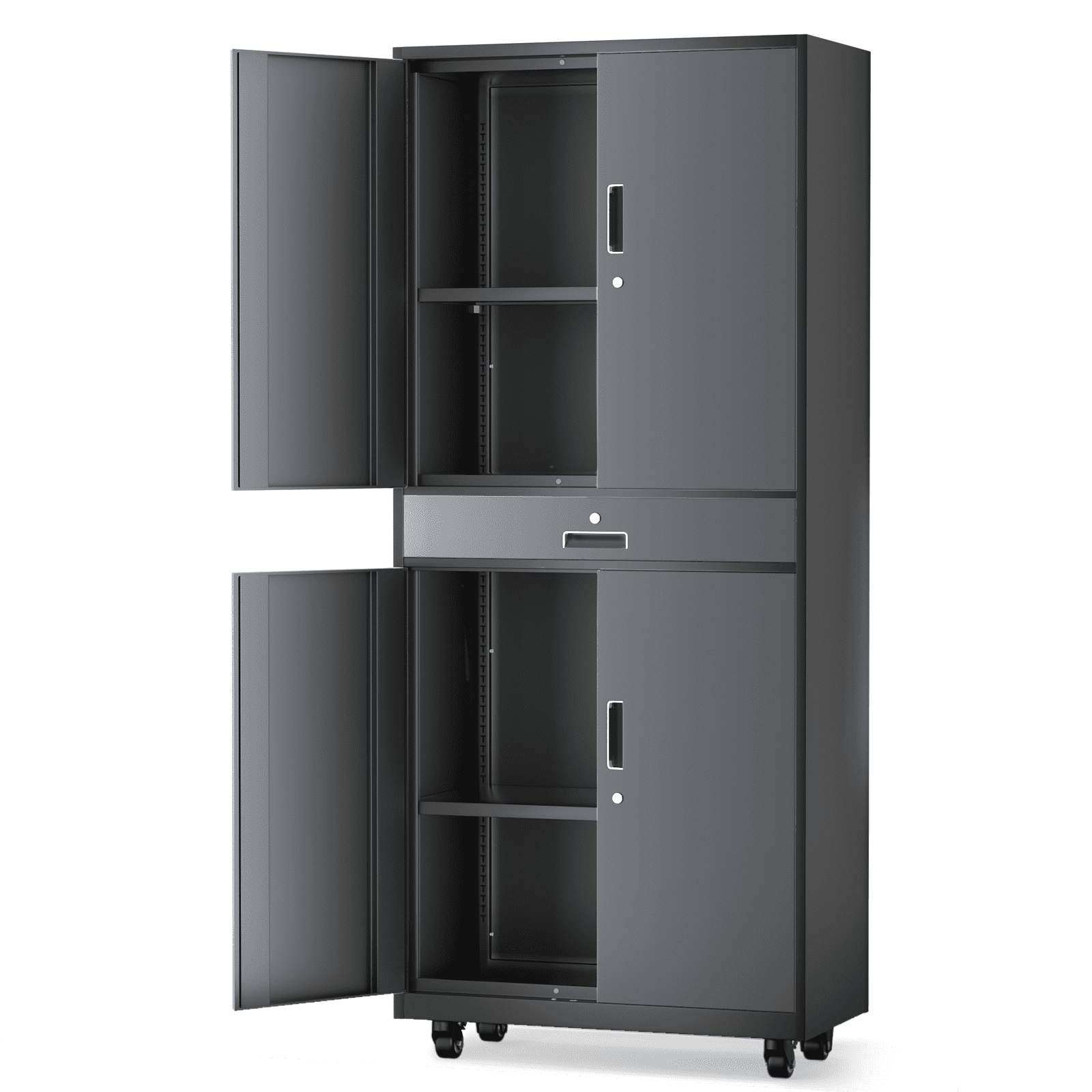 Metal Storage Cabinet w/6 Adjustable Shelves Storage Organizer Lock ...